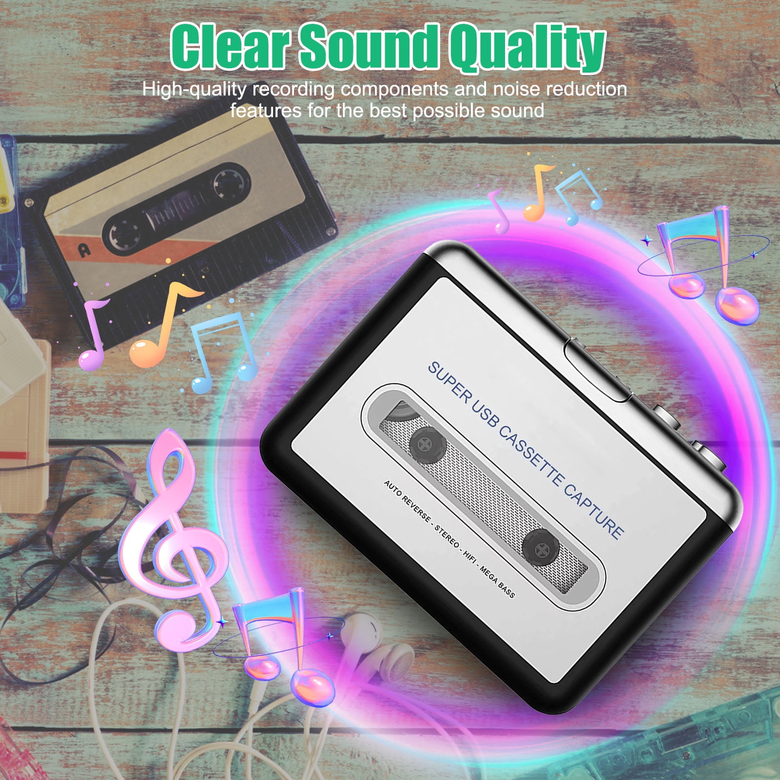 Portable Cassette Player and Tape Cassette Recorder with 3.5mm Jack ...