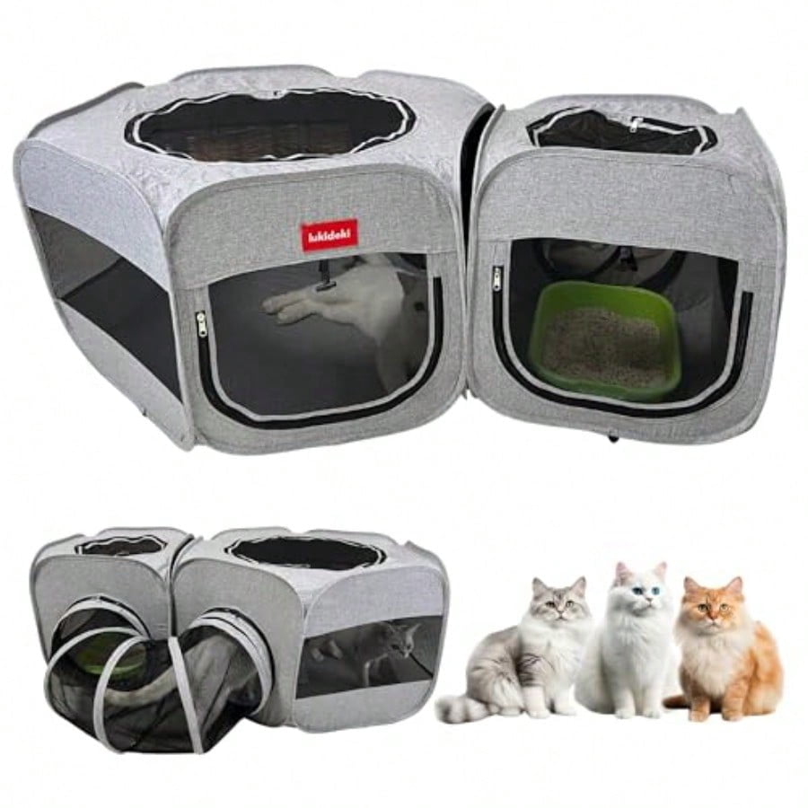 Portable Playpen 2-Room with Tunnel, 3-in-1 Pop-up Crate Play Enclosure ...