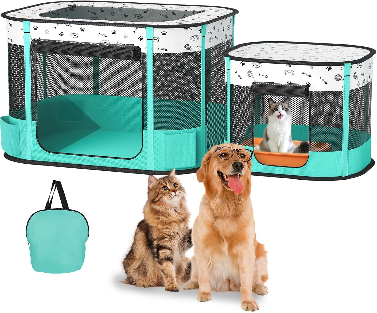 Portable Cat Playpen, Foldable Pet Dog Playpen, for Kitten Puppy Play ...