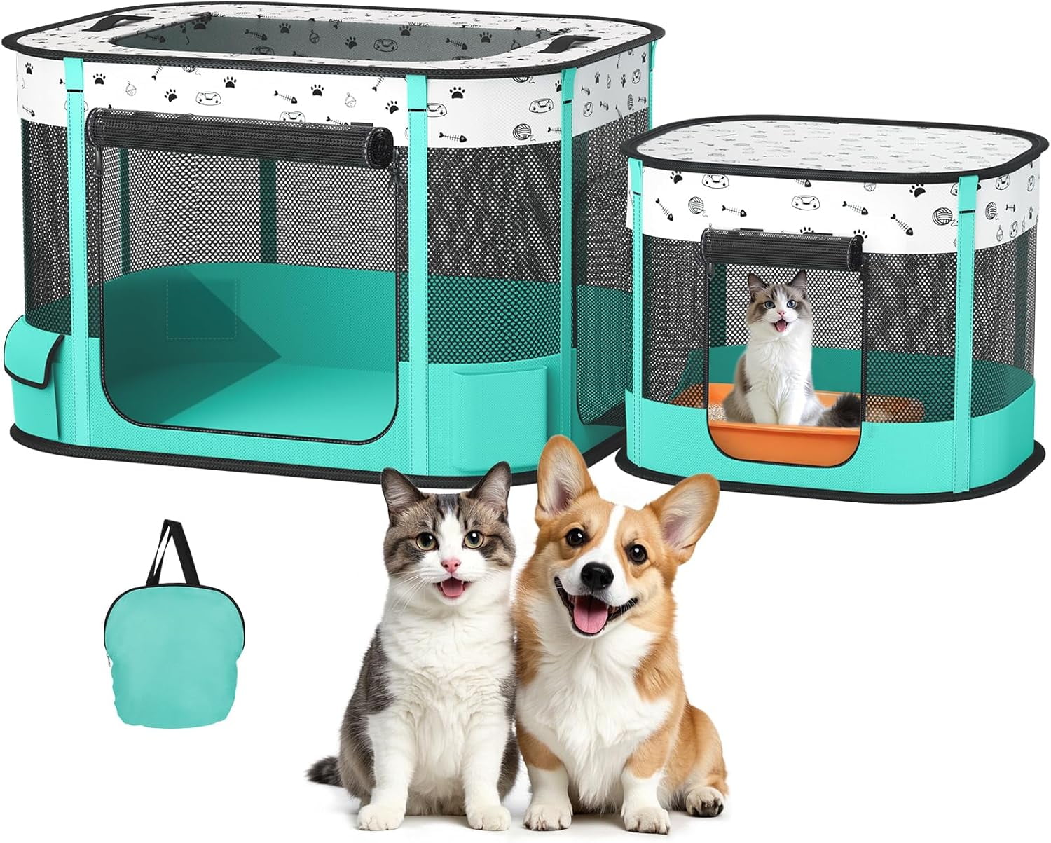 Portable Cat Playpen, Foldable Pet Dog Playpen, for Kitten Puppy Play ...