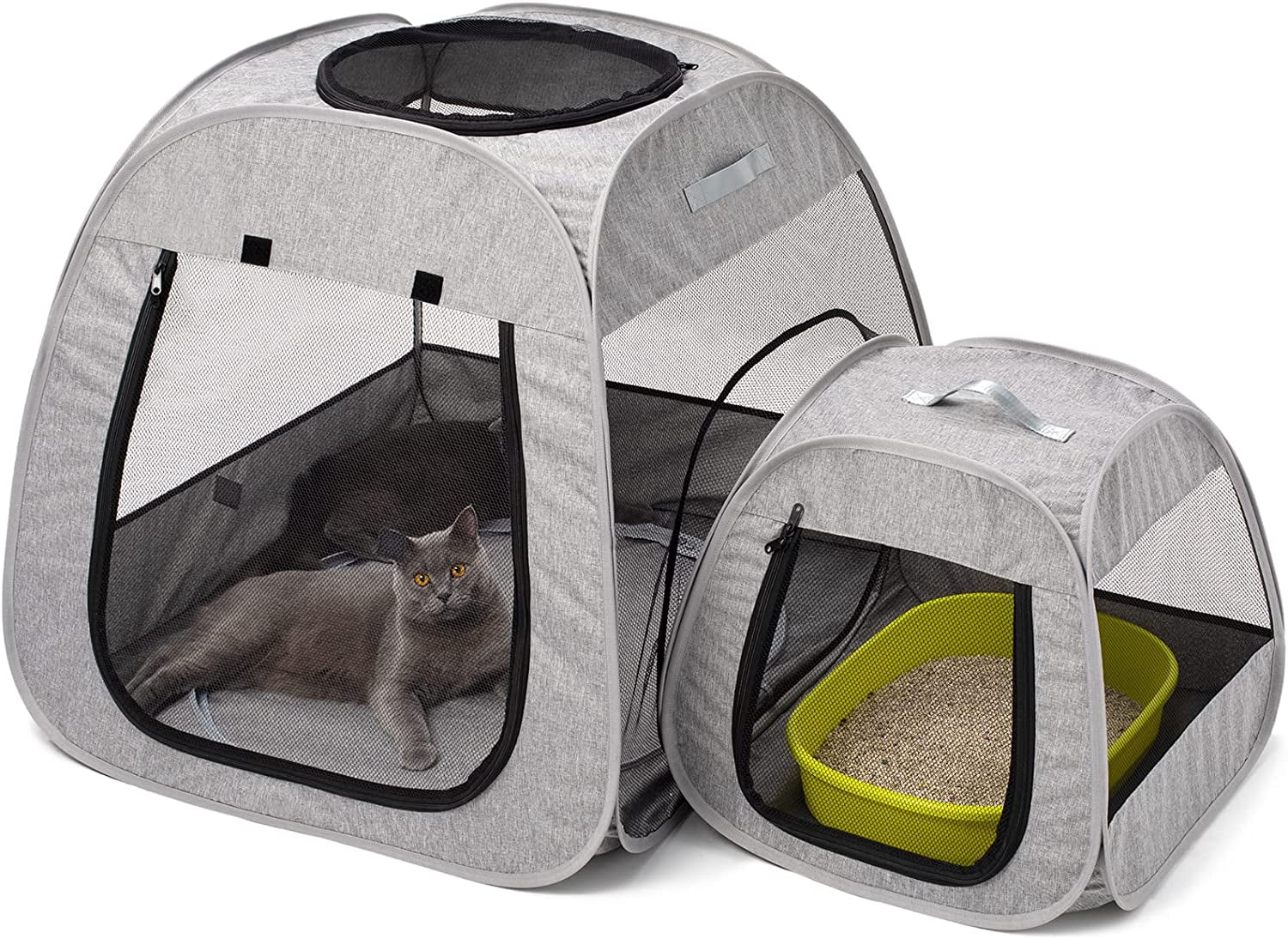 Portable Cat Playpen, Trapezoidal Design for Better Standing, Foldable ...