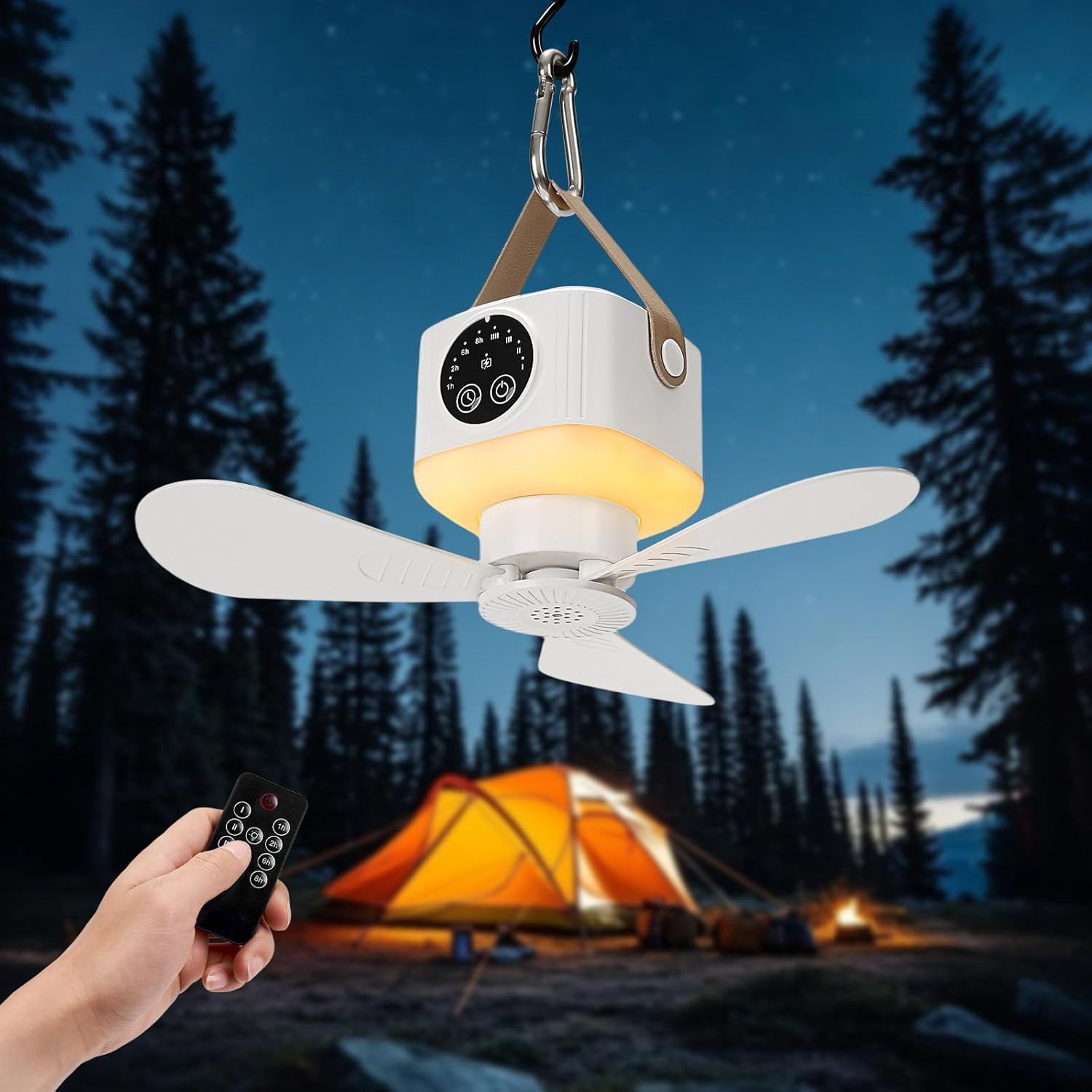 Portable Ceiling Fan with Lights Remote,USB Rechargeable Camping Fan,9. ...