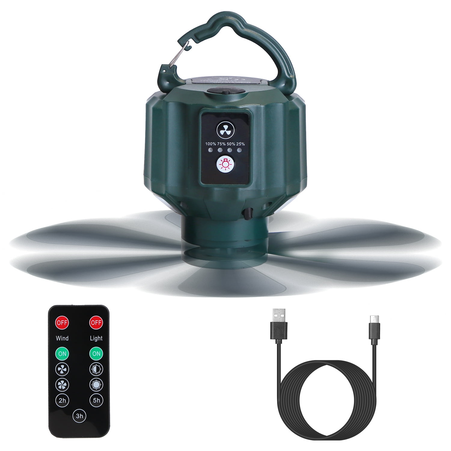 Portable Ceiling Fans with Remote Control Tent Fans with Light as Power ...