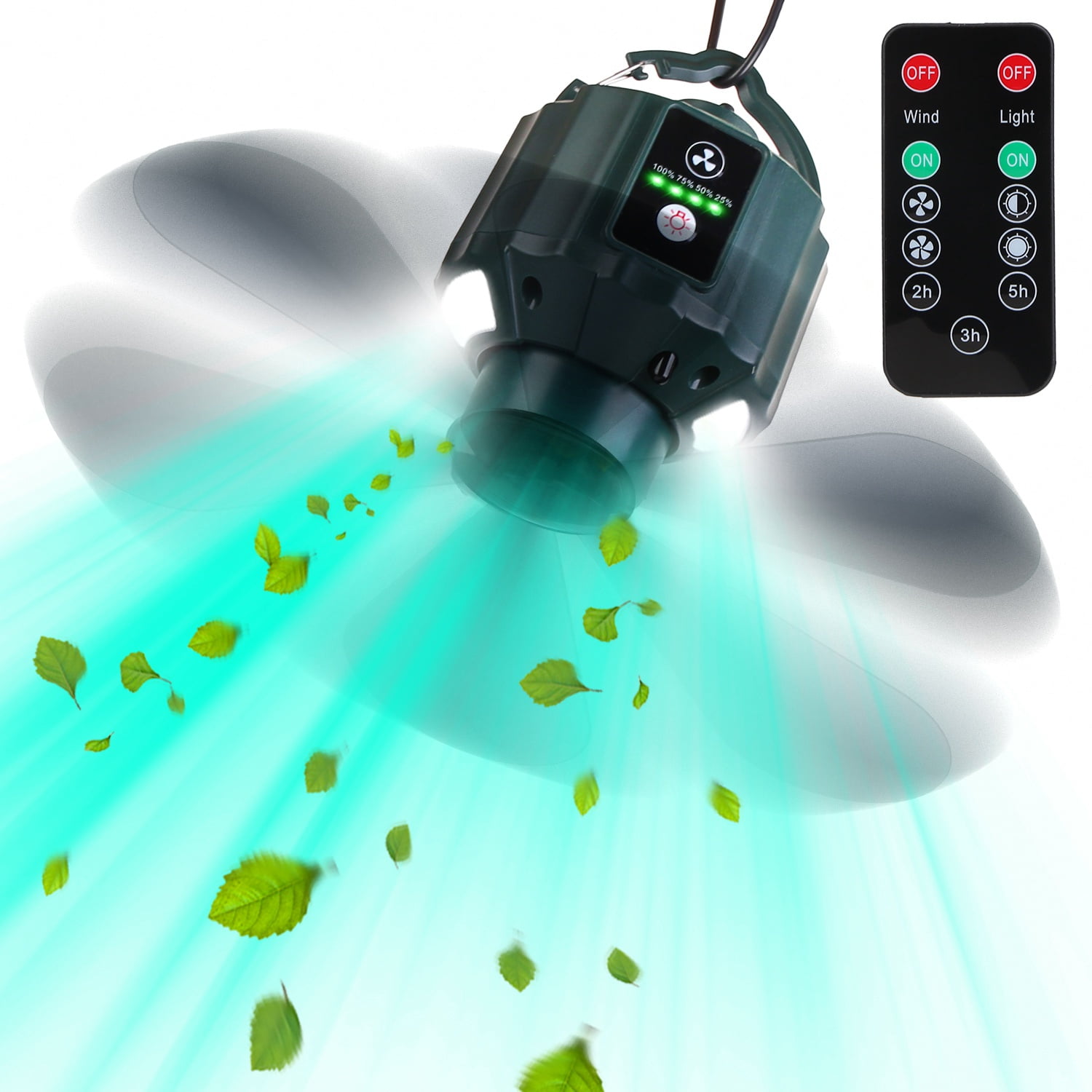 Portable Ceiling Fans with Remote Control Tent Fans with Light as Power ...