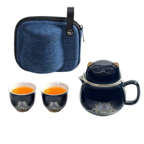Made In Japan Tombo Dragonfly Blue Glazed Ceramic Tea Pot and Cups Set ...