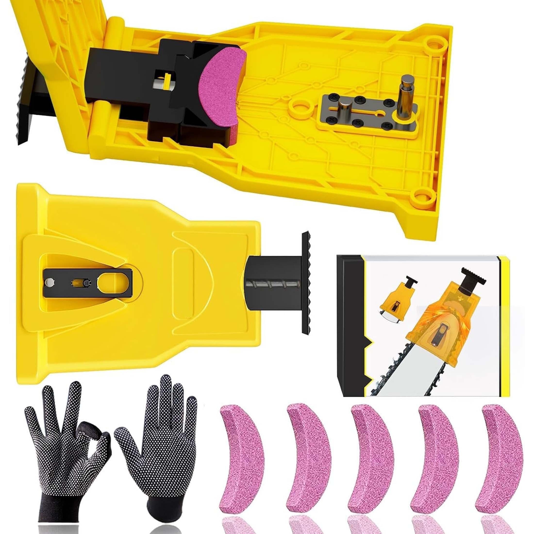 Portable Chainsaw Sharpener Kit with 5 Sharpening Stones for 12-22 inch ...