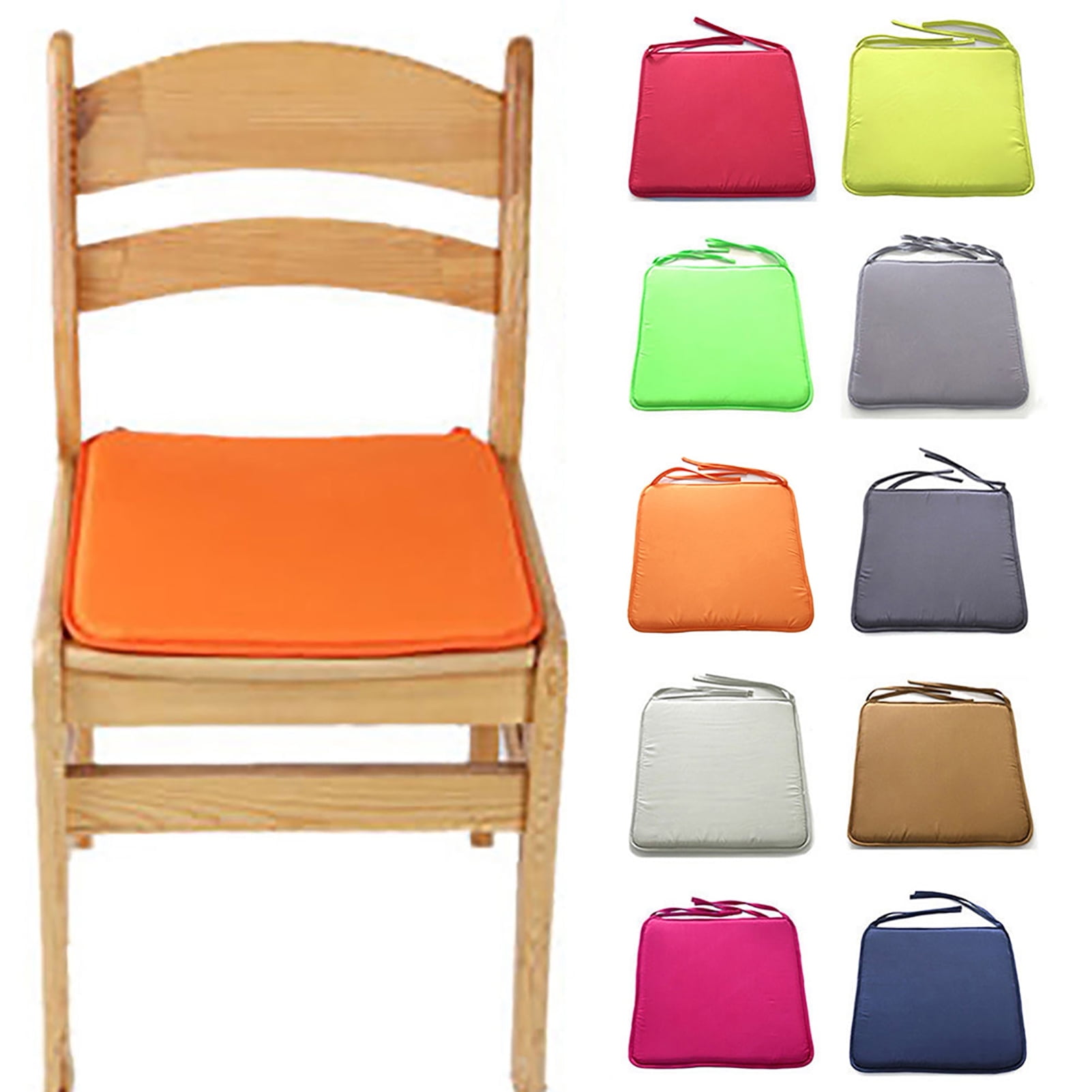Portable Chair Cushion,Solid Color Square Seat Cushions with Ties Non ...