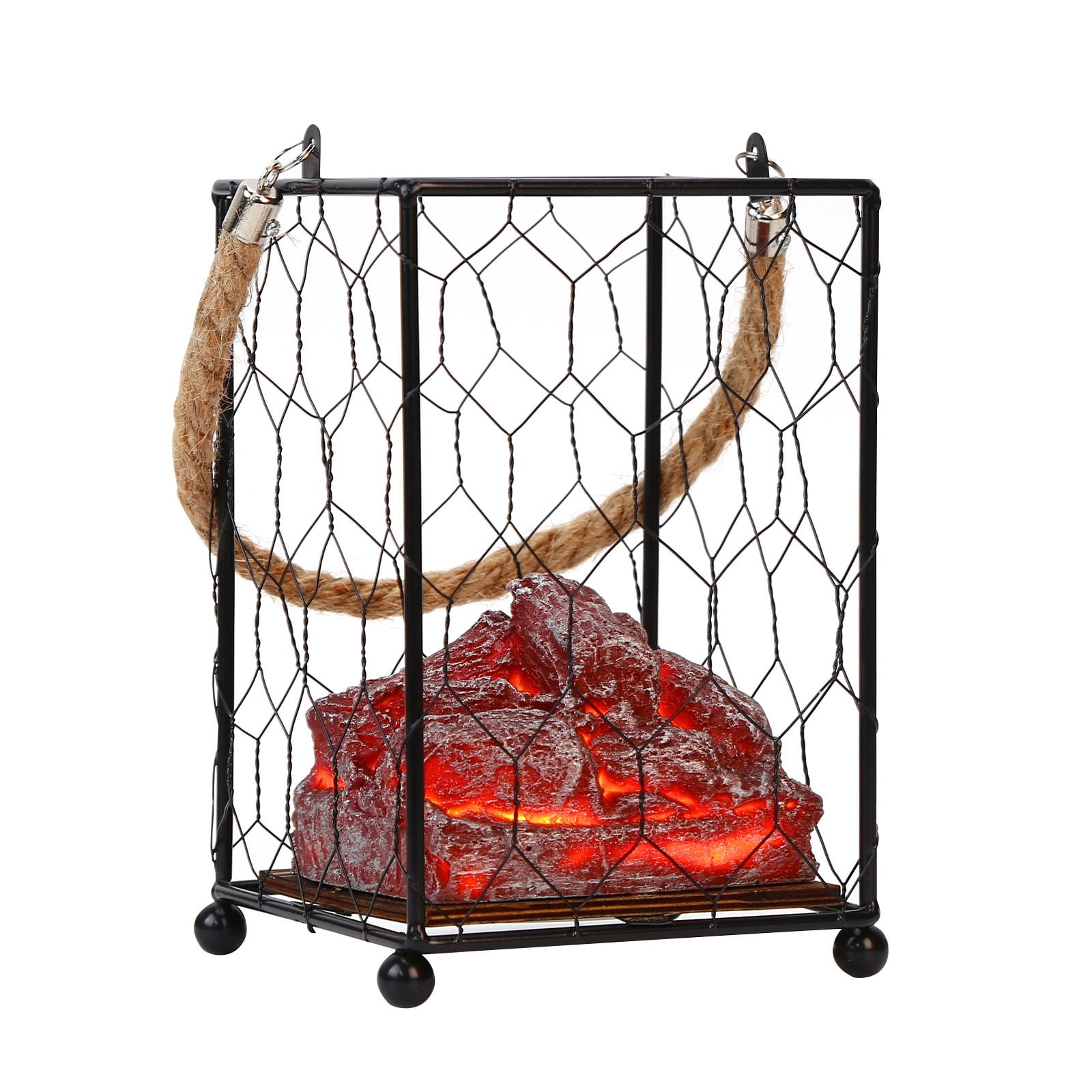 Portable Charcoal Flame Lamp Decoration LED Wrought Iron Lighting ...