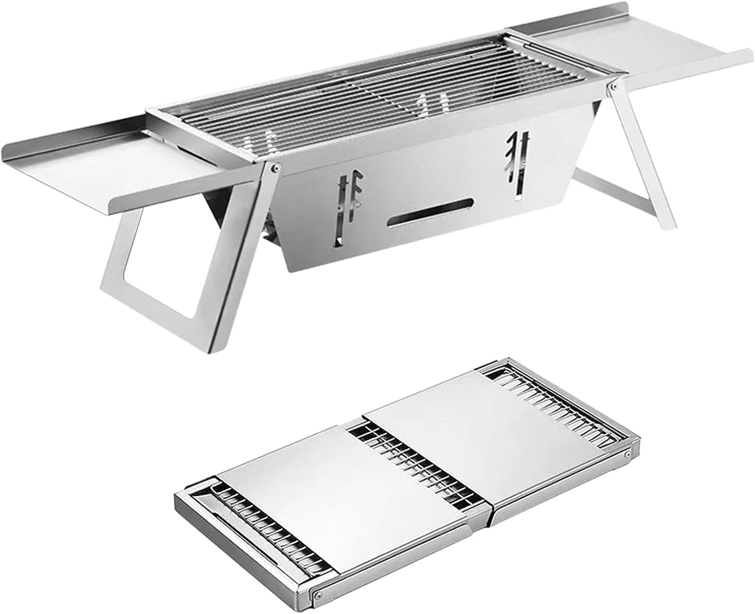 Portable Charcoal Grill, 15-inch Outdoor Small Grill, Folding Stainless ...