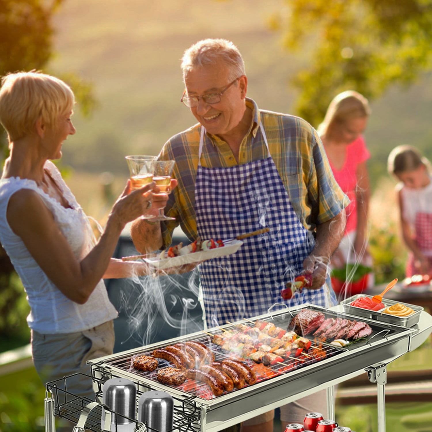 Portable Charcoal Grill – Foldable Stainless Steel BBQ Suitcase Grill ...