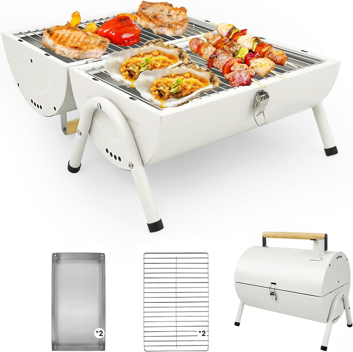 Portable Charcoal Grill, Foldable Tabletop BBQ Grill with 232 Sq In ...