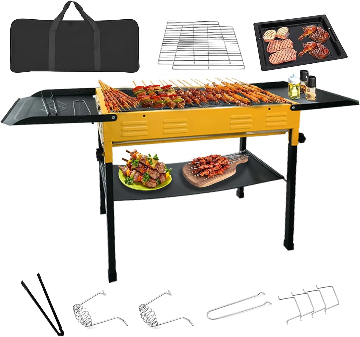 Portable Charcoal Grill, Folding Camping Grills for Hibachi Skewers ...