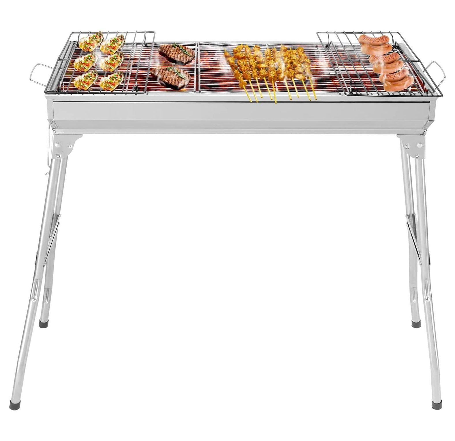 Portable Charcoal Grill, Folding Stainless Steel Barbecue BBQ Tool Kits ...