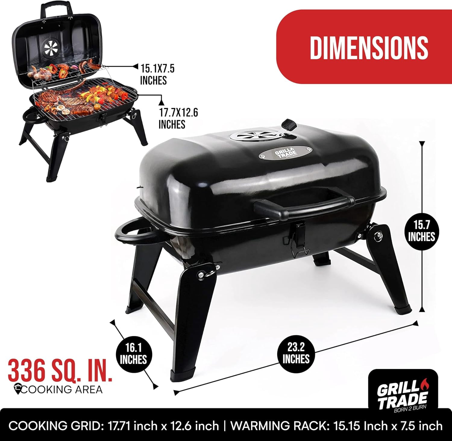 Portable Charcoal Grill - Mini BBQ Grill - Small Table Top Charcoal ...