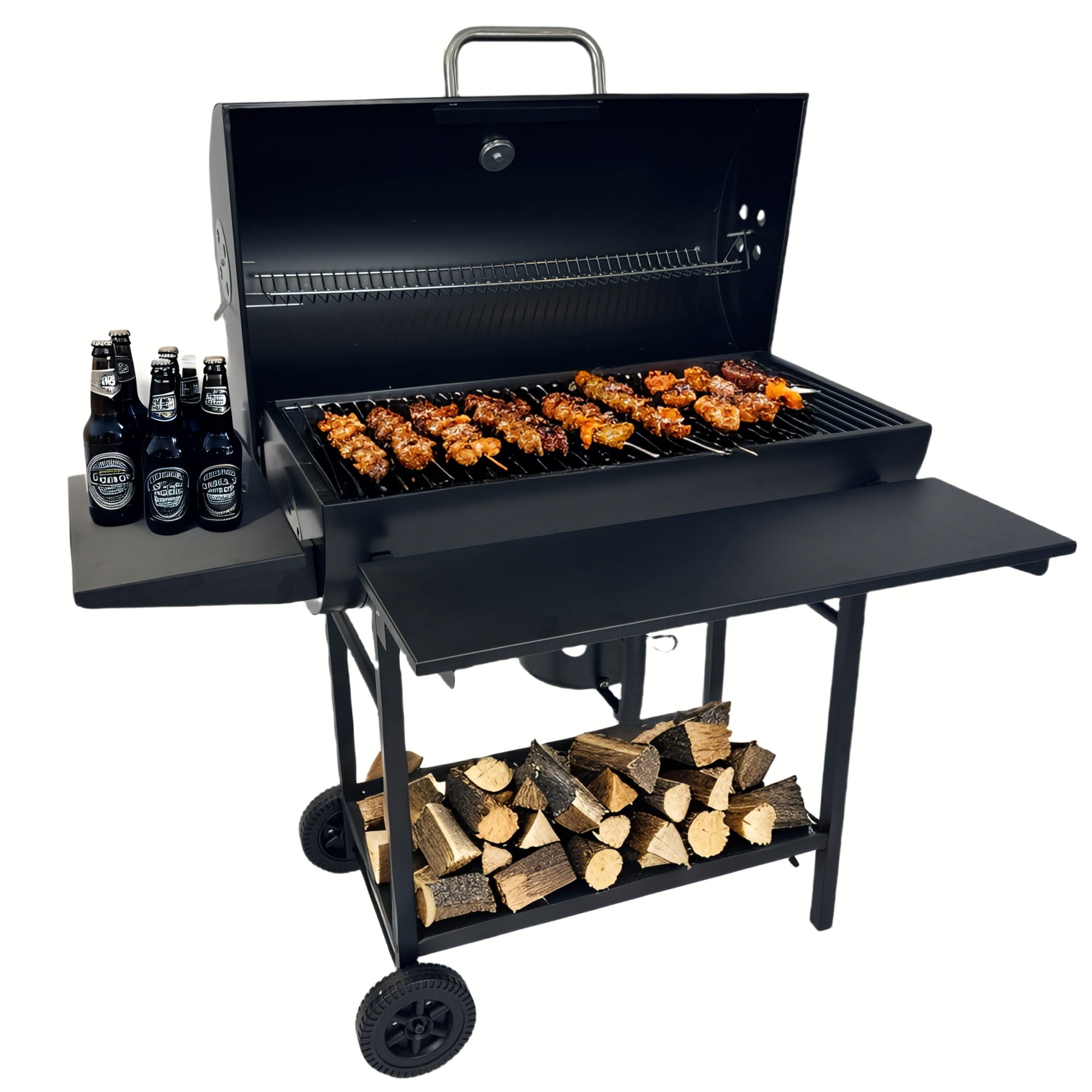 Portable Charcoal Grill & Smoker - 410 Sq.In Cooking Area, Black Sand ...