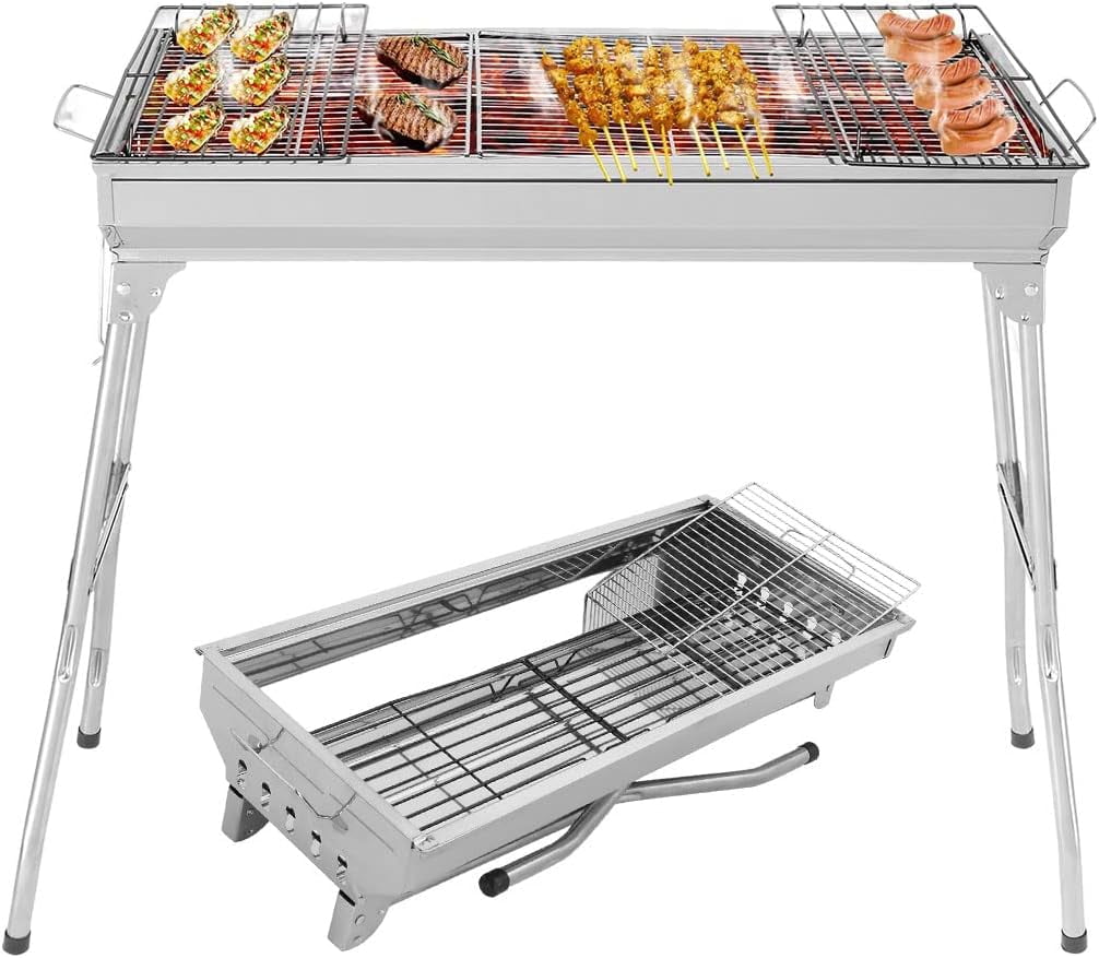 Portable Charcoal Grill,Stainless Steel Folding Outdoor BBQ Tool Kits ...