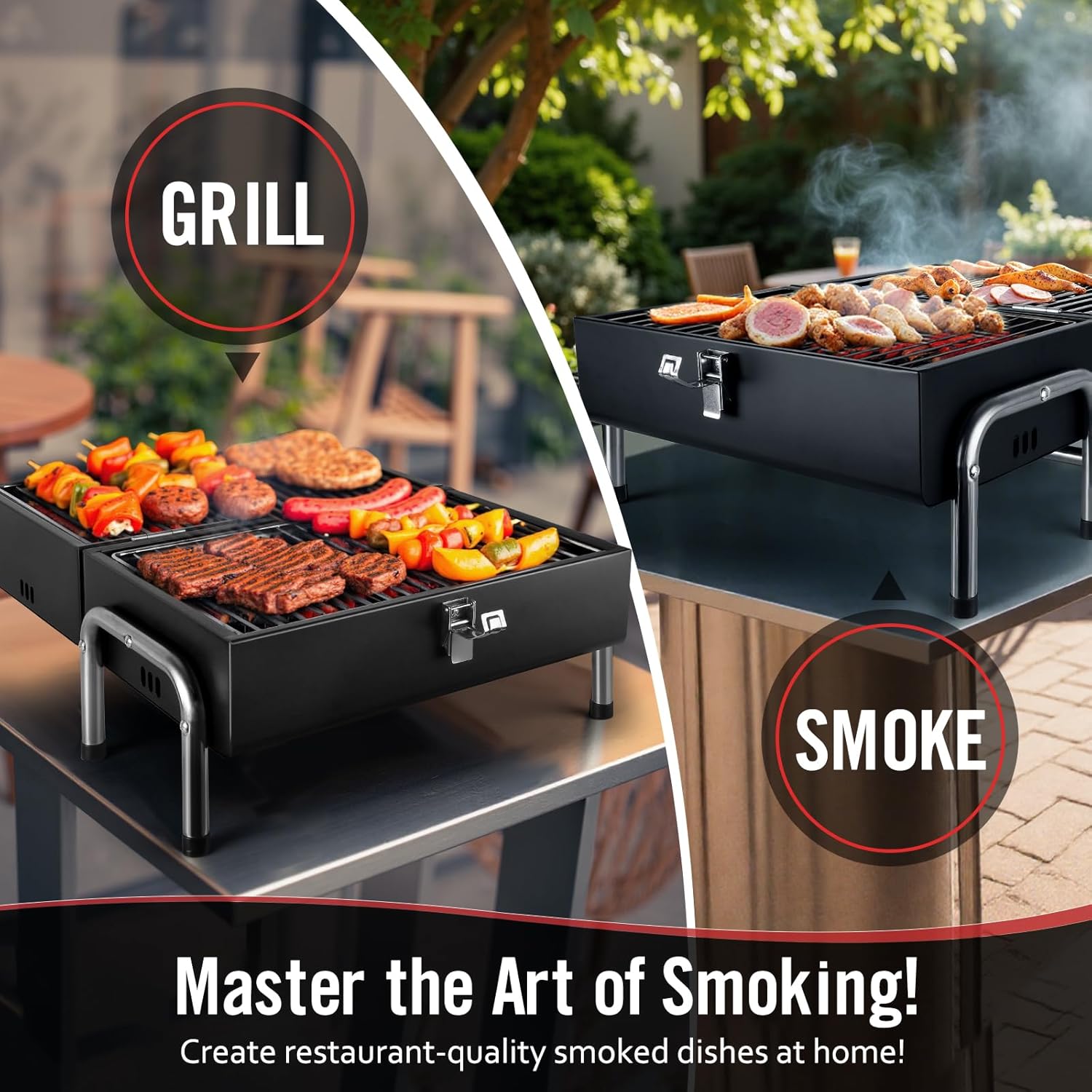 Portable Charcoal Grill, Table Top Small BBQ Grill For Outdoor, Camping ...