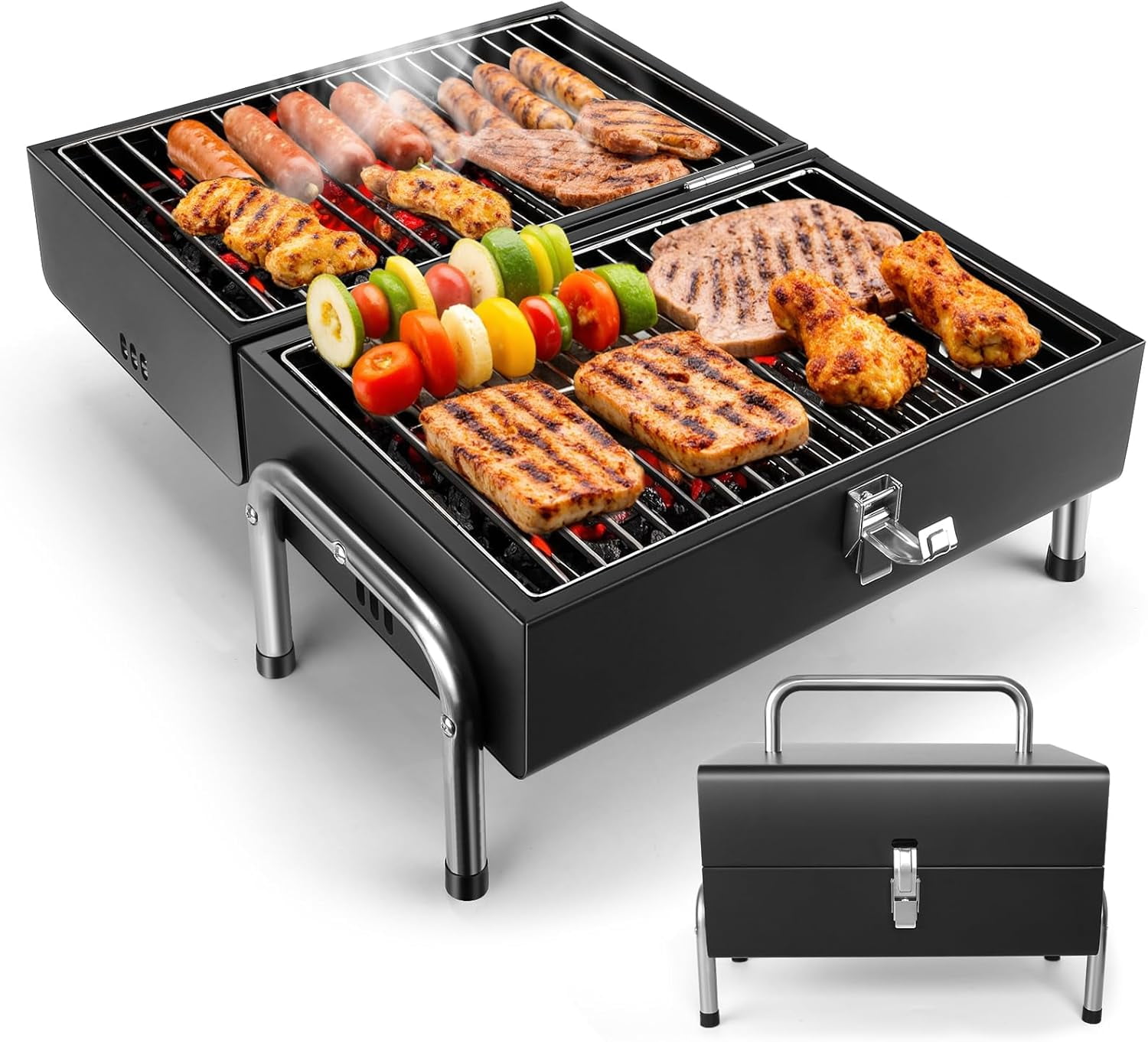 Portable Charcoal Grill, Table Top Small BBQ Grill For Outdoor, Camping ...