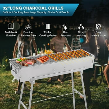 BBQ Barrel Charcoal Grill with Side Table, Multi-function Oven ...