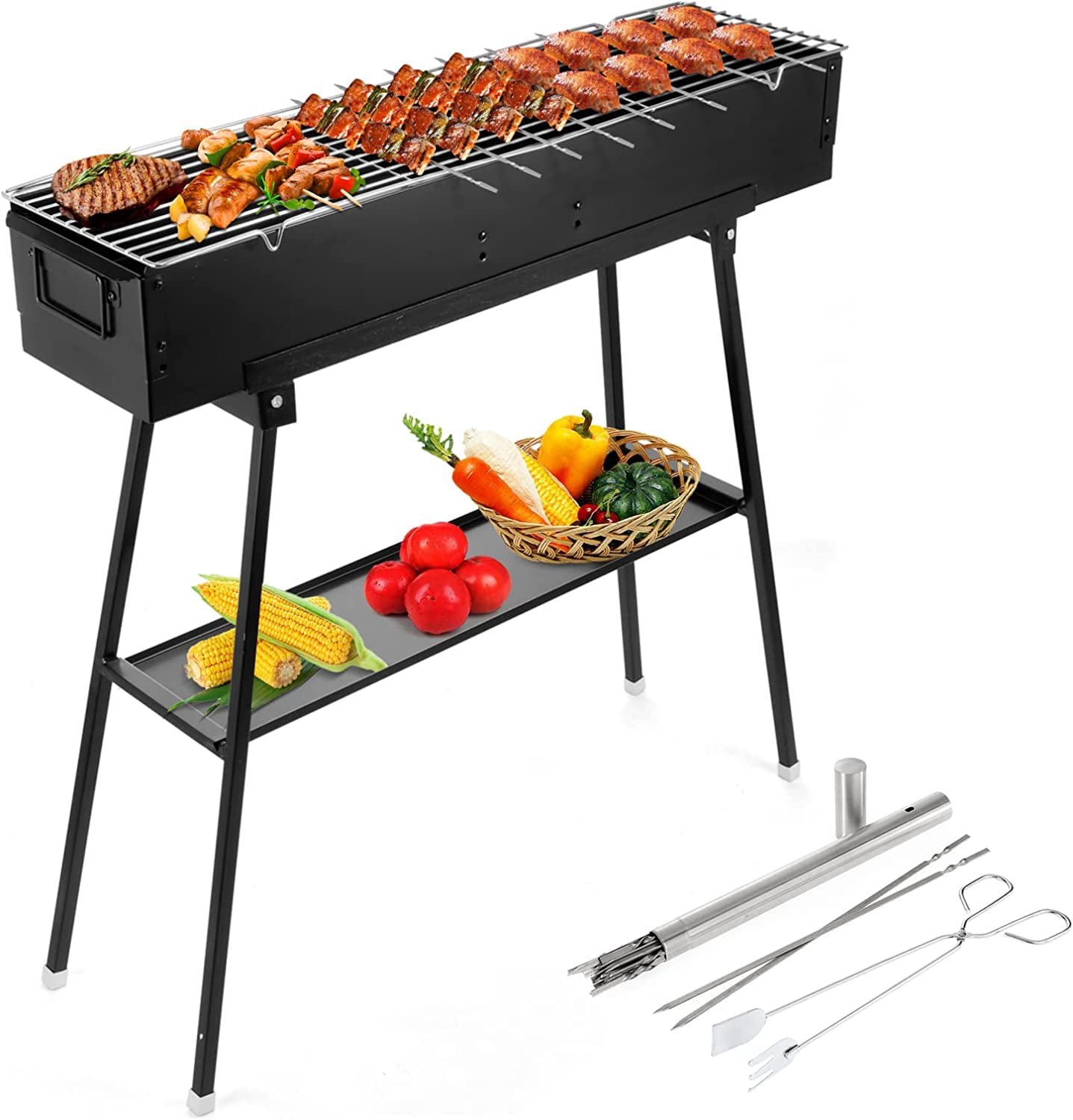 Portable Charcoal Grills Outdoor Cooking, Rectangular Folded Barbecue ...