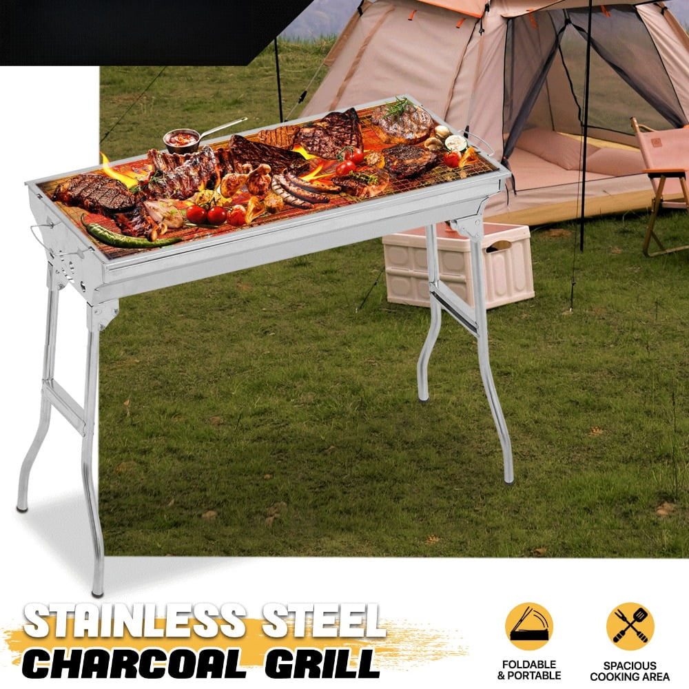 Portable Charcoal Grills, Stainless Steel Folding Camping Grill Outdoor Barbecue Rack, BBQ ...