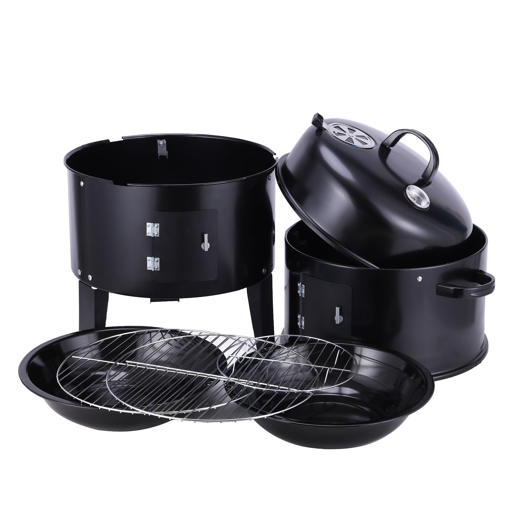 Portable Charcoal Smoker Grills, 3-in-1 Outdoor BBQ Grill Fire Pit ...