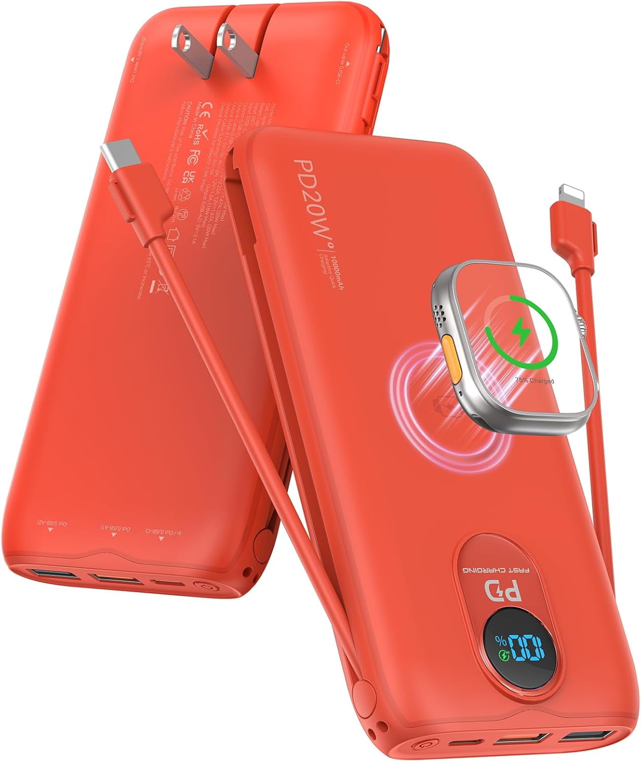 Portable Charger, 10000mAh 20W Fast Charging Power Bank with Built in ...