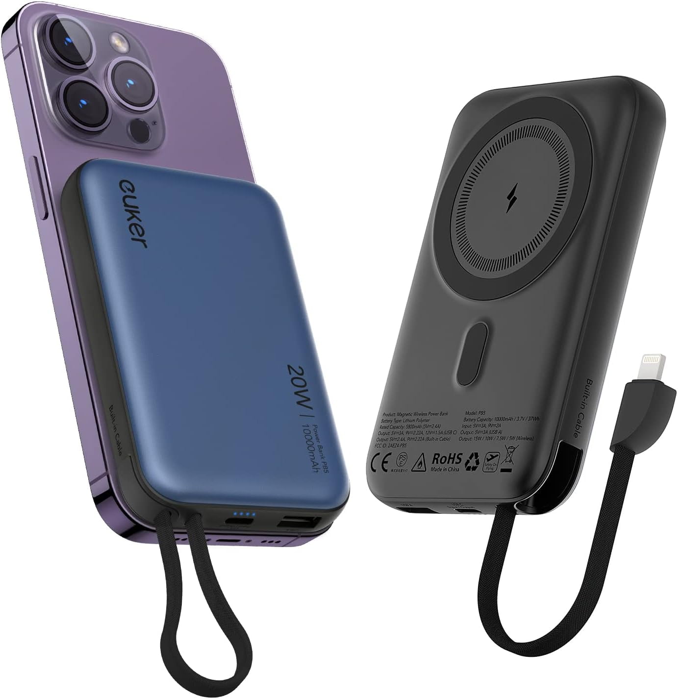 Portable Charger, 10000mAh 20W PD Fast Charging High-Capacity External ...