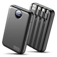 Portable Charger 10000mAh Power Bank with 4 Built-in Cables,LED Display ...