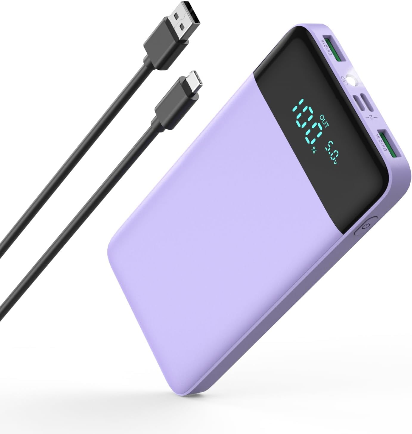 Portable Charger, 10800Mah Lcd Display Compact Ultra Slim Power Bank ...
