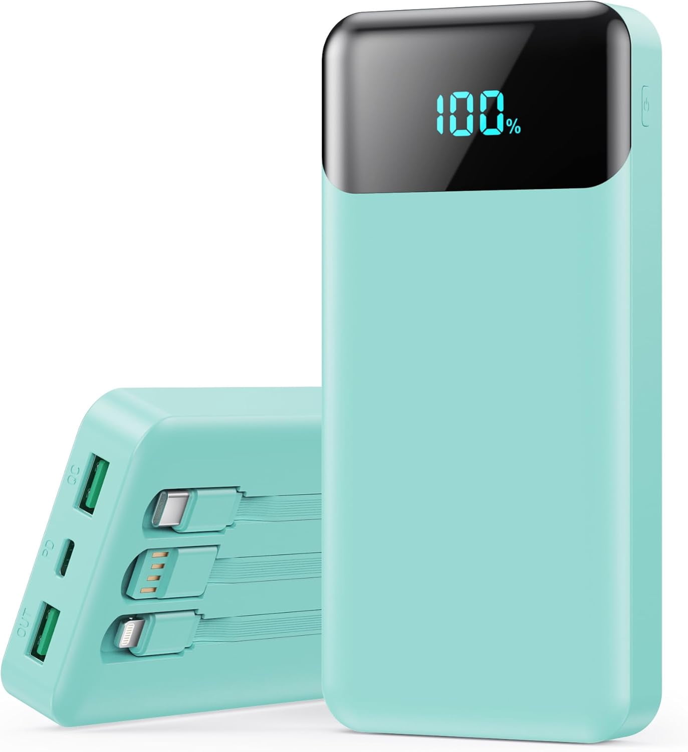 Portable Charger 40800mAh Power Bank with 3 Built-in Cable,25W PD USB C ...