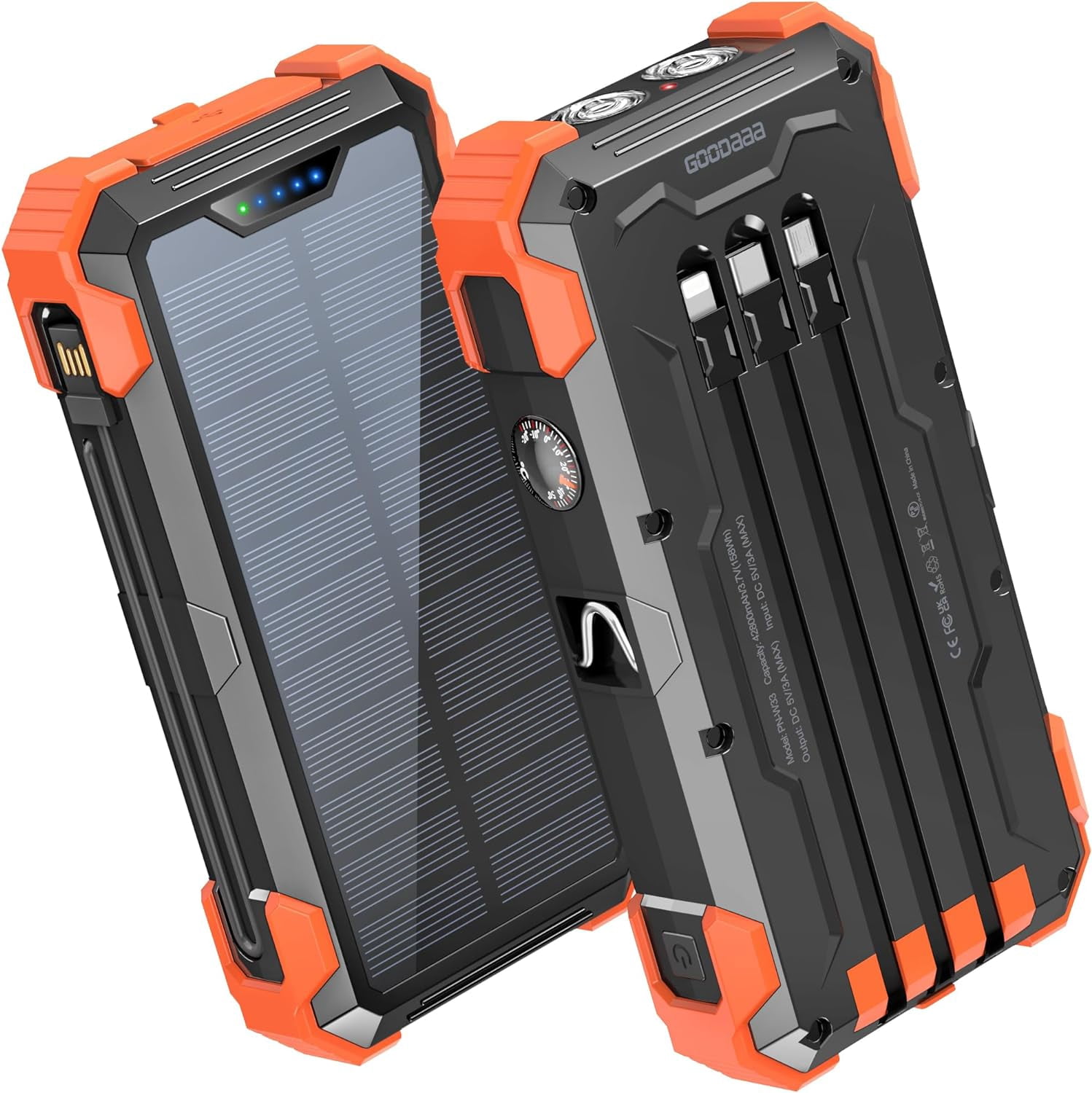 Portable Charger 42800mAh Built in 4 Cables and Thermometer 15W Fast ...