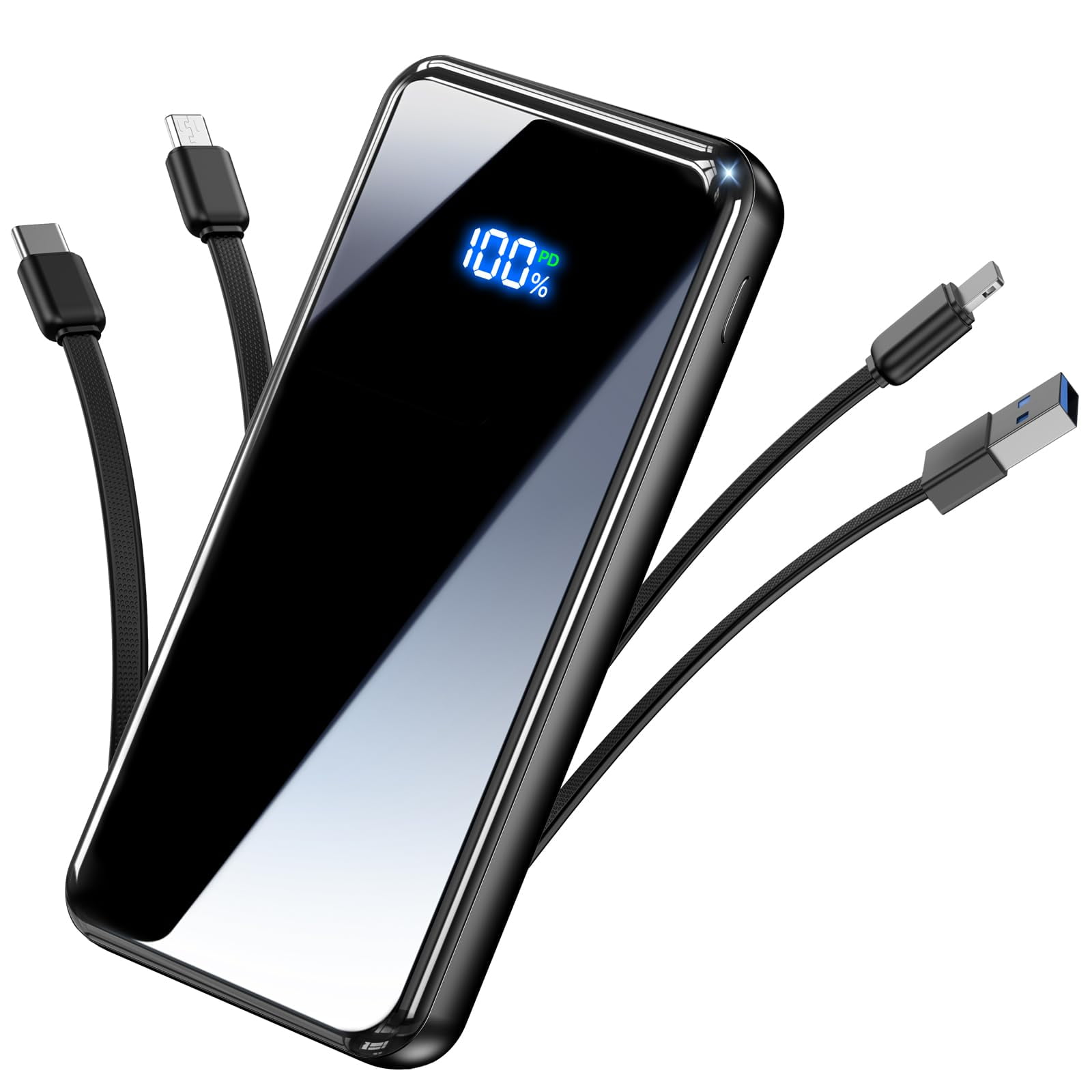 Portable Charger,50000mAh Power Bank Built-in Cable, 22.5W PD USB C In ...