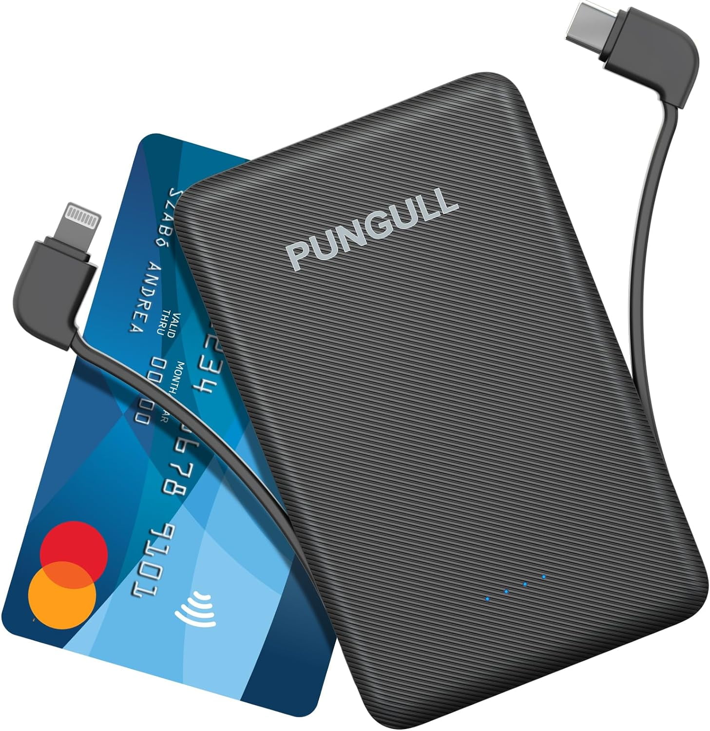 Portable Charger 5000mAh - Compact Mini Small Power Bank Built-in Cable ...