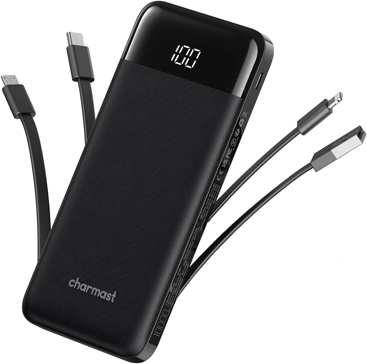 Portable Charger with Built in Cables, Power Bank with Cords Wires ...
