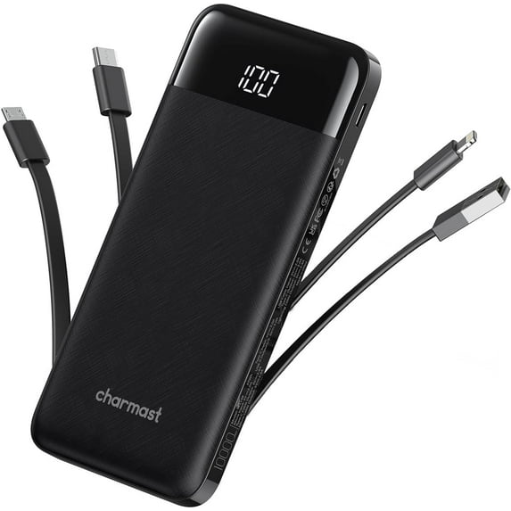 Portable Charger with Built in Cables, Power Bank with Cords Wires ...