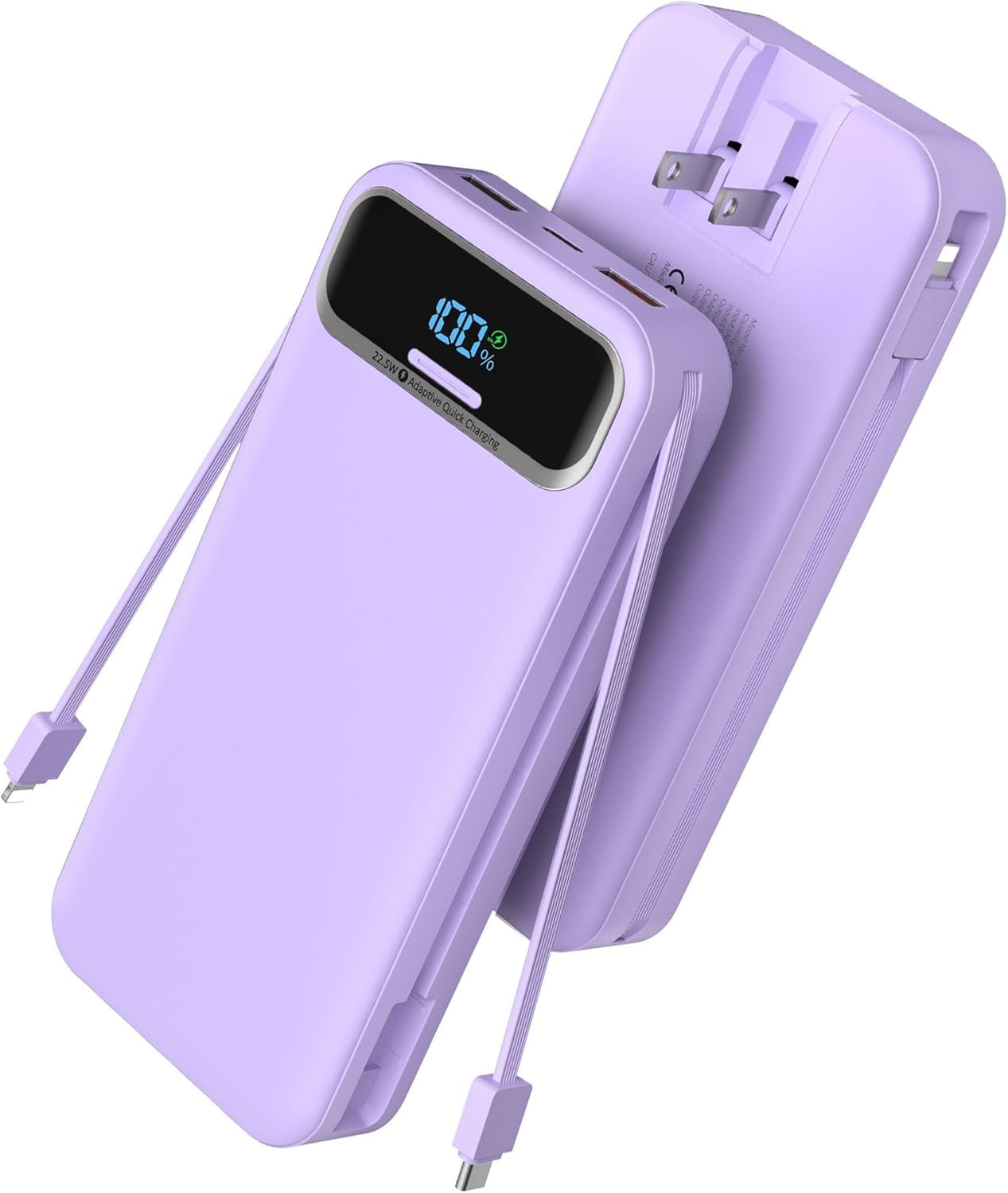 Portable Charger with Built in Cables and Wall Plug, Portable Charger ...