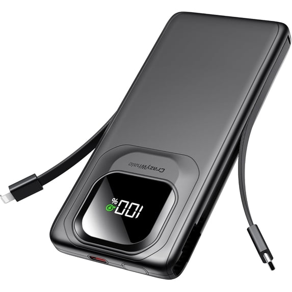 Portable Charger with Built-in Cables,22.5W Super Fast Charging Power ...