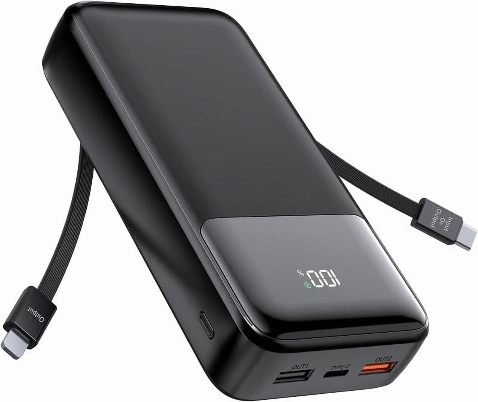 Portable Charger Power Bank - 20000 mAh with Built-in USB-C(22.5W) and iOS(20W) Output Cable ...