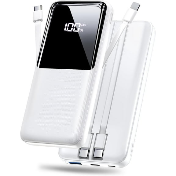 Sanag Portable Charger with AC Wall Plug & Built-in Cables,10000mAh USB ...