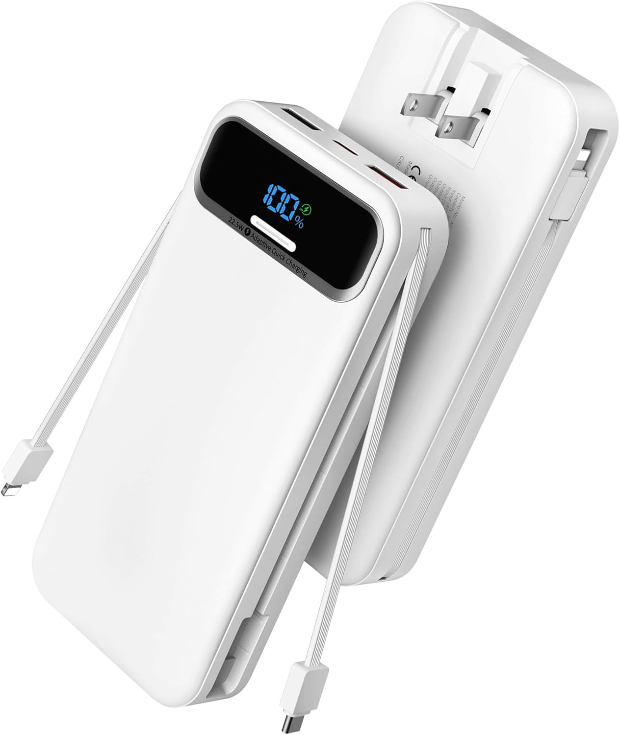 Portable Charger Power Bank with Built in Cables and AC Wall Plug,PD20W ...