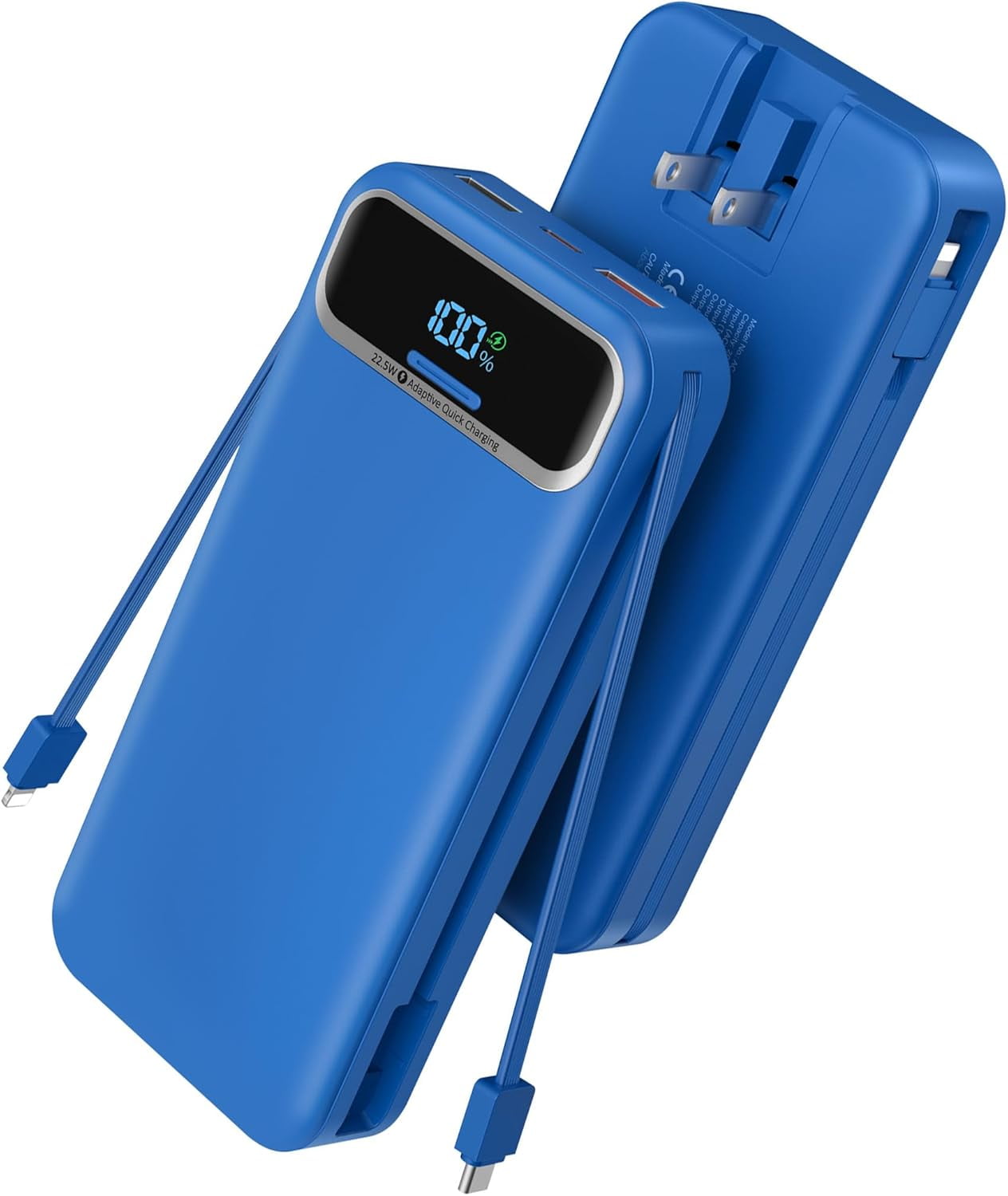 Portable Charger Power Bank with Built in Cables and AC Wall Plug,PD20W ...