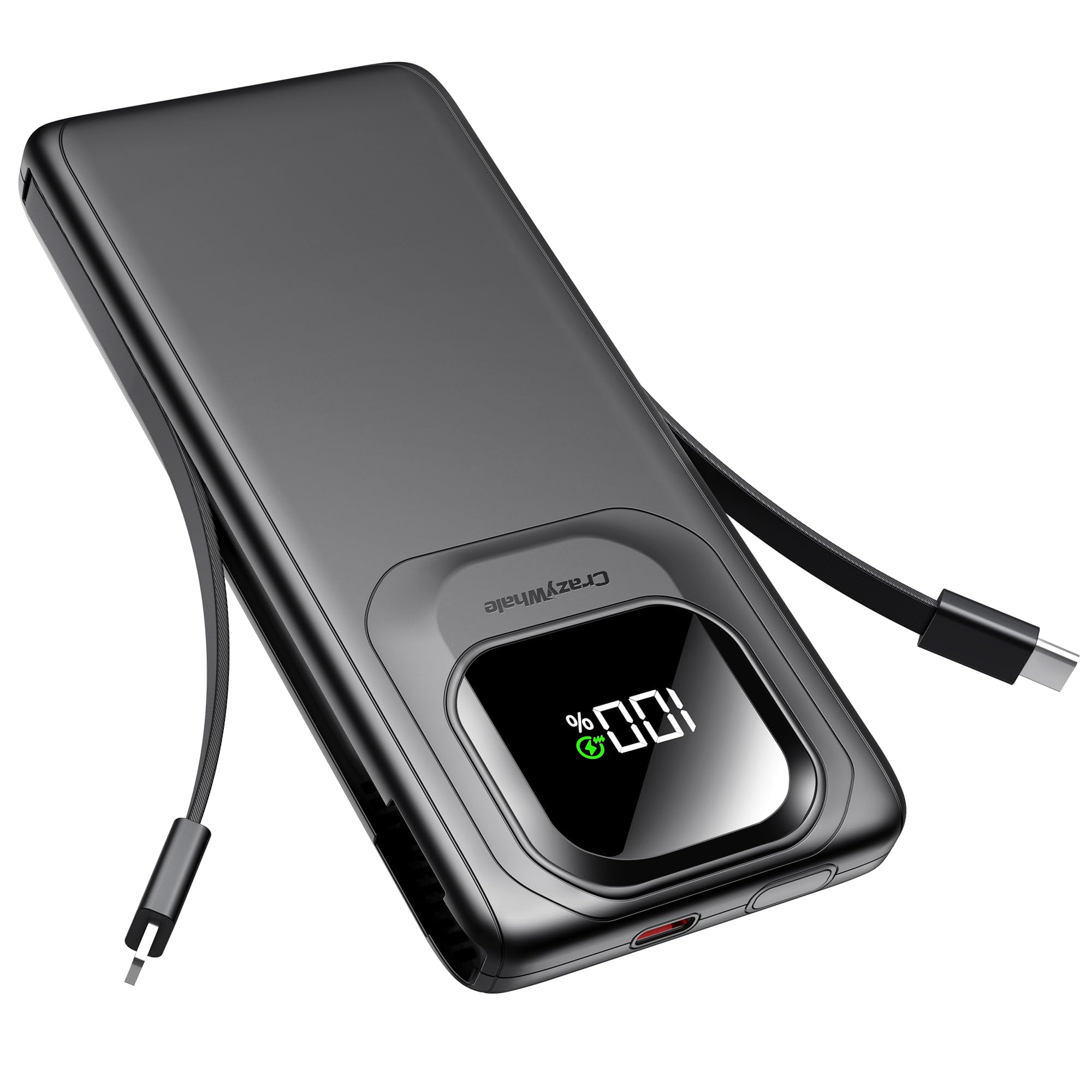 Portable Charger Power Bank with Built-in Type C Cables, 22.5W Fast ...