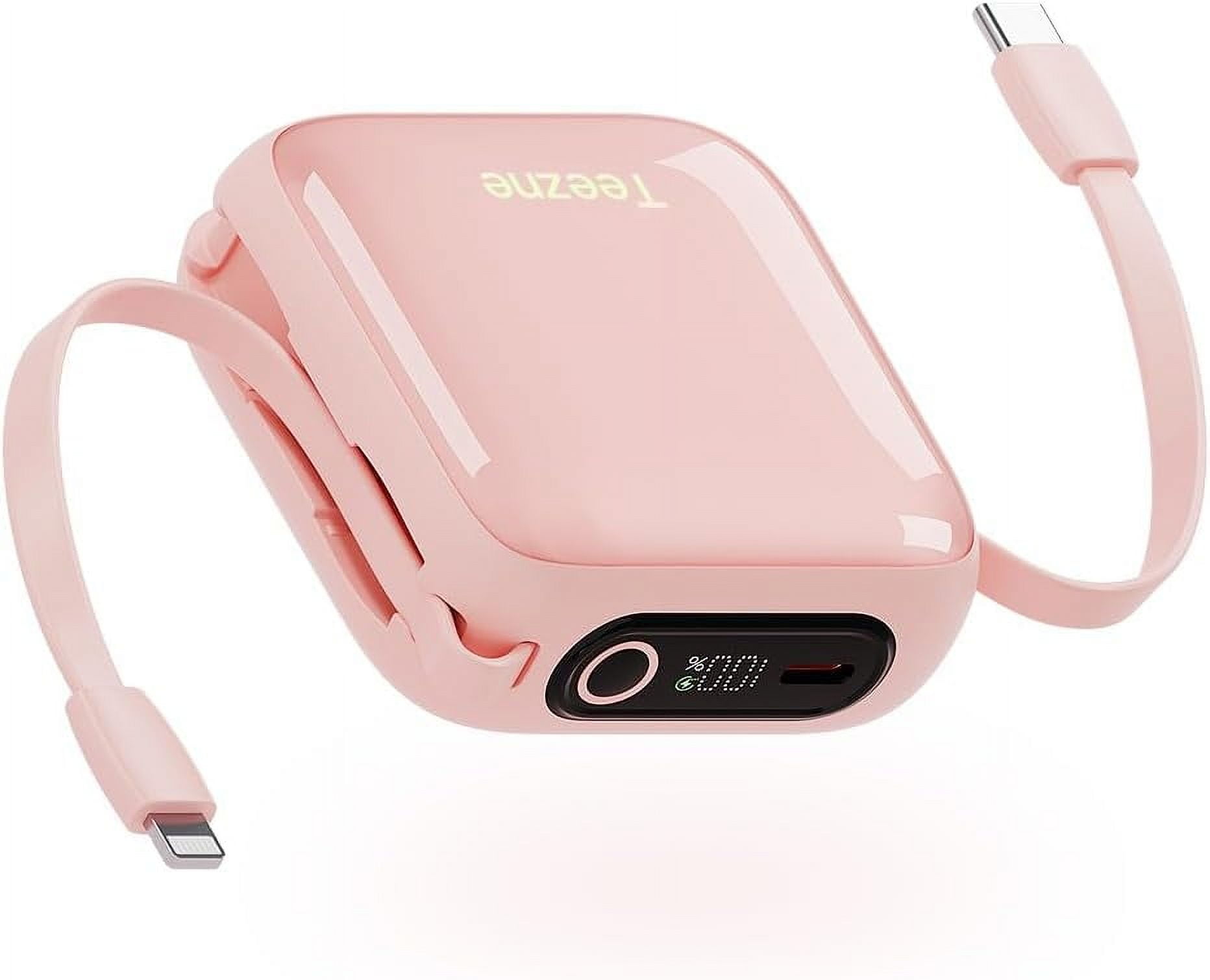 Portable Charger iPhone 10000mAh USB C Power Bank with Built-in Cables ...