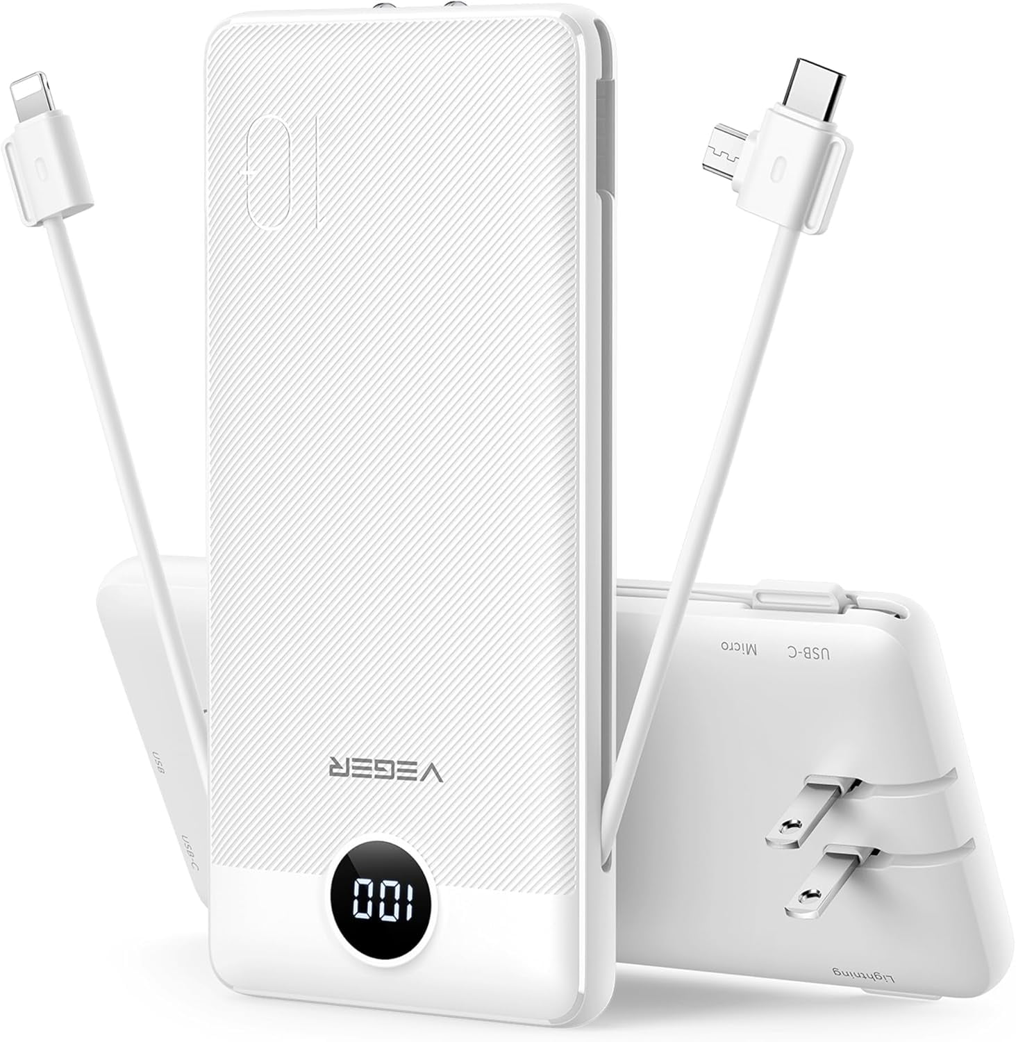 Portable Charger for iPhone Built in Cables and Wall Plug, 10000mah ...