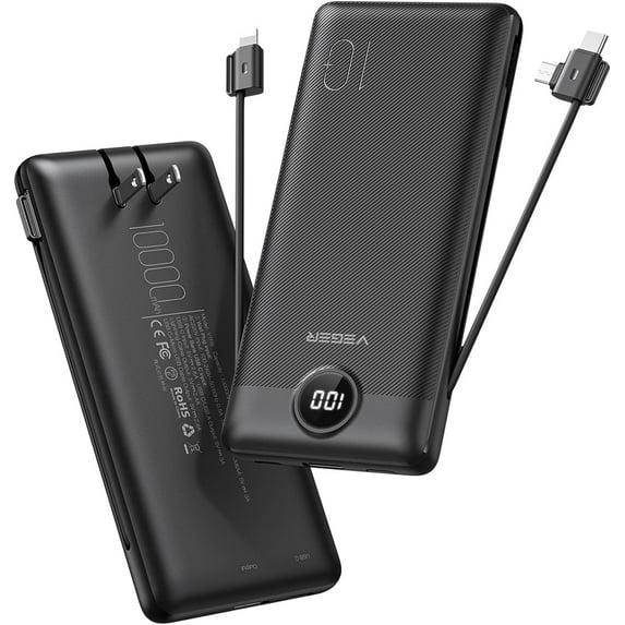 Portable Charger for iPhone Built in Cables and Wall Plug, 10000mah ...