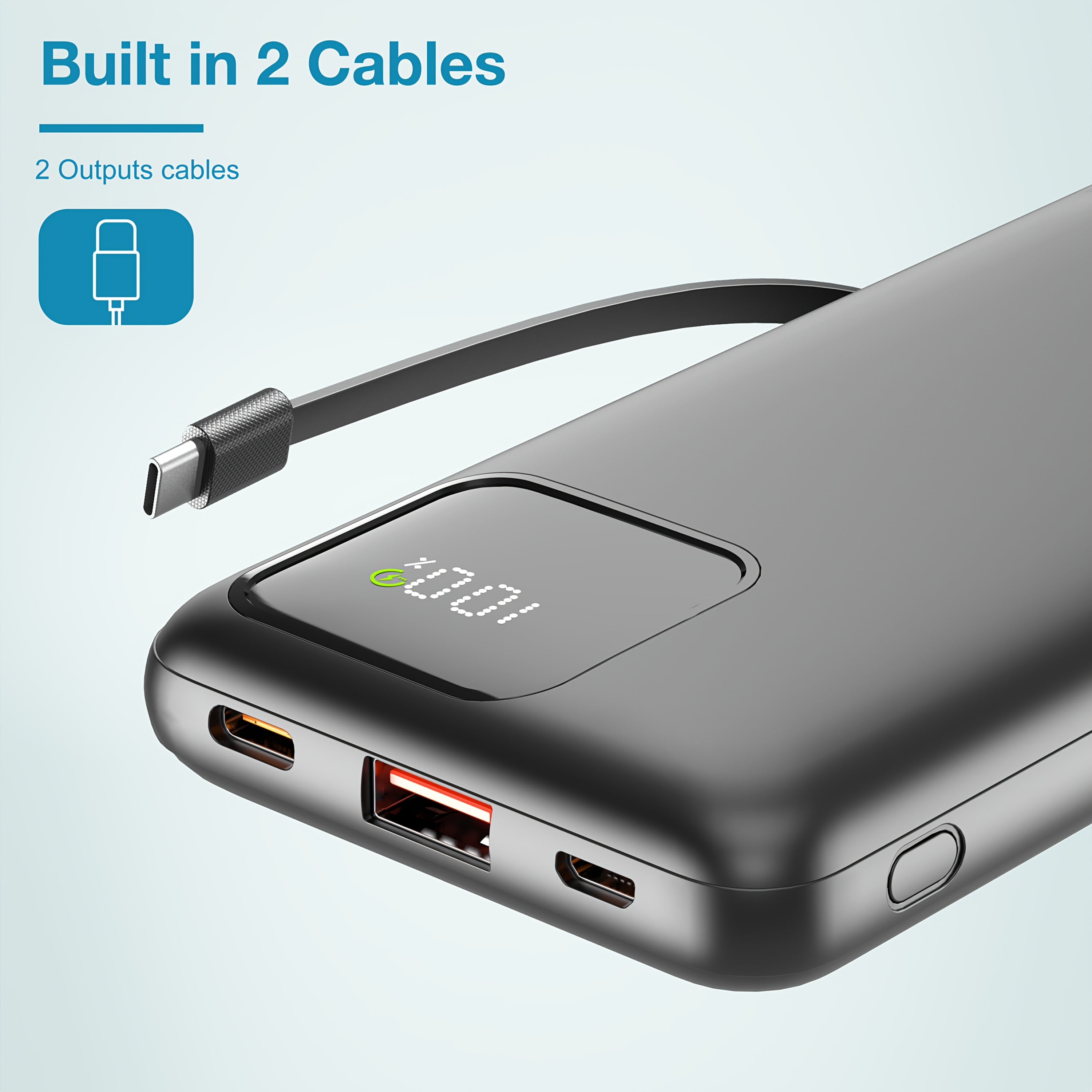 Portable Charger with Built-in Cables, Portable Charger with Cords ...