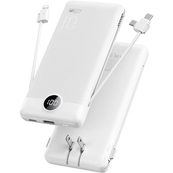 Portable Charger with Cables and Wall Plug | Power Bank with Cords ...