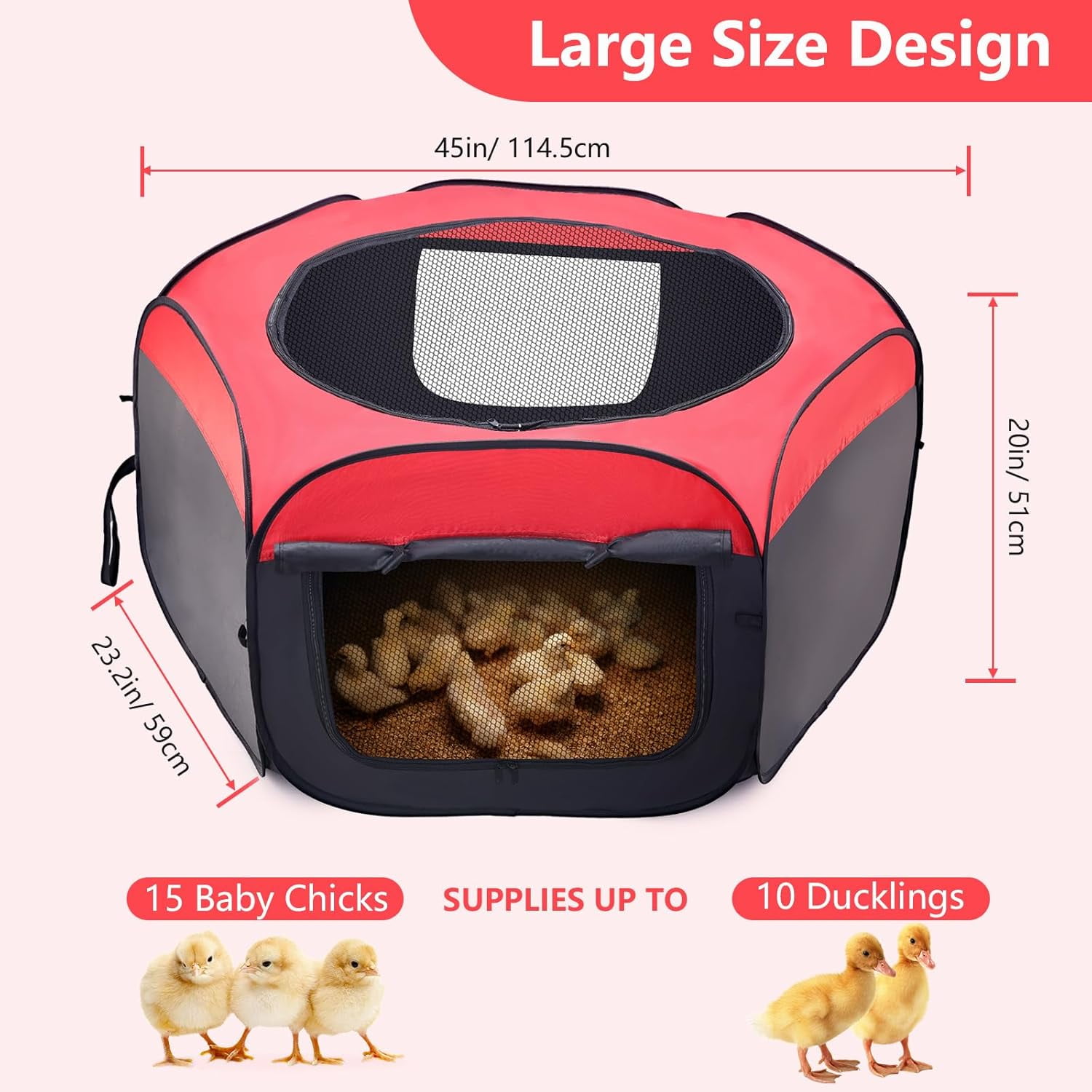 Portable Chicken Coop, Brooder Box for Chicks with Double , Mesh Cover ...