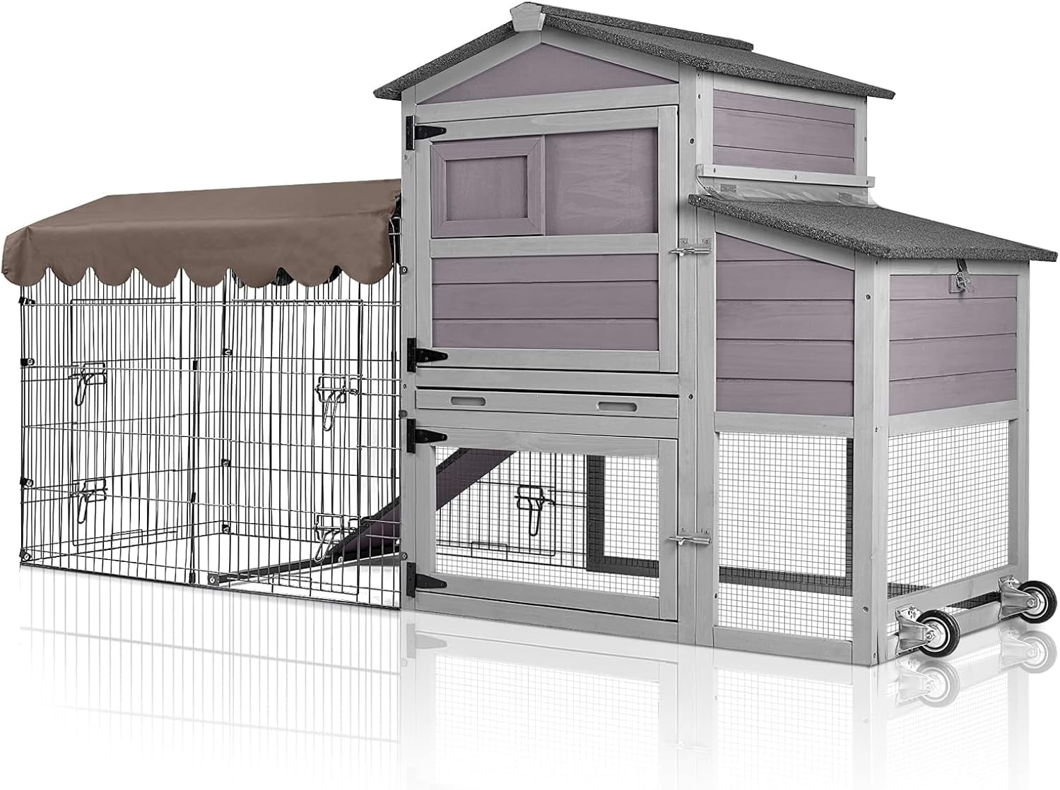 Portable Chicken Coop with Nesting Boxes and Waterproof Cover - Mobile ...